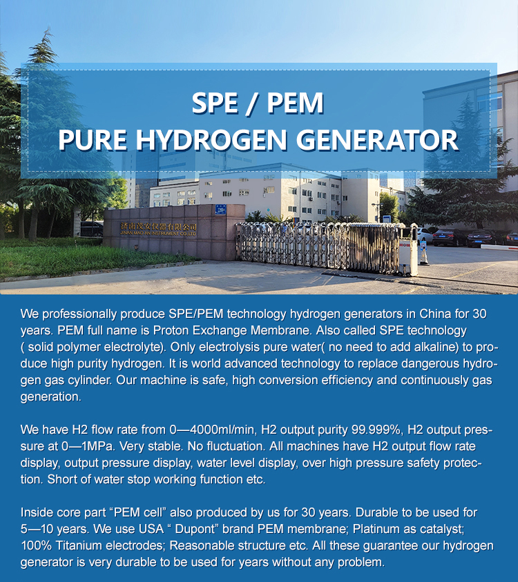 0--600ml/min Water Electrolysis Hydrogen Generator PEM Technology