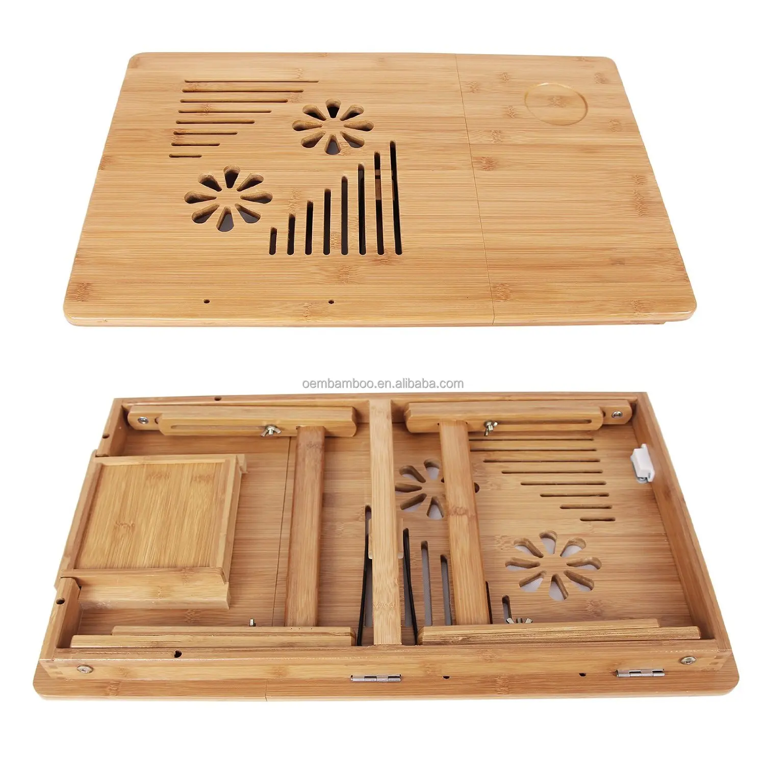 Bamboo Laptop Desk Adjustable Computer Laptop Stand Laptop Bed Tray ...