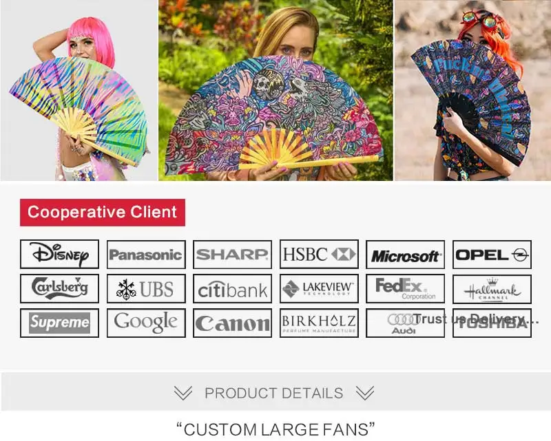 Custom Printed Bamboo Rave Clack Folding Hand Fan