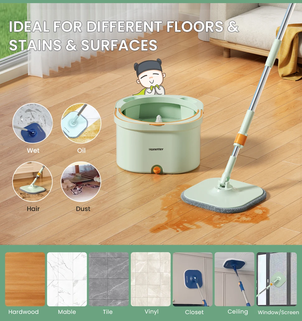 Homettler CoolMop Hands-Free Spin Mop – Eco-Friendly, Self-Cleaning Mop ...