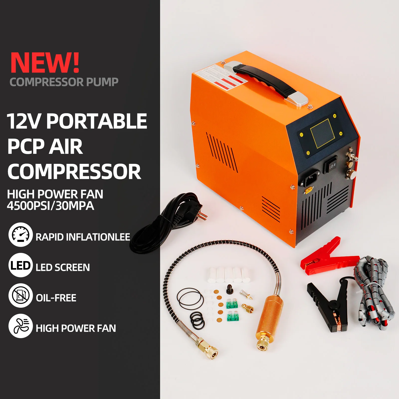 JF PCP Pump - 12V 300bar Oil-Free HPA Compressor for PCP