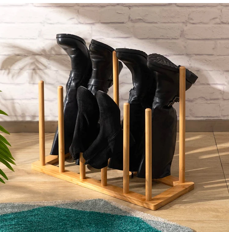 Solid Wood Freestanding Boot Rack with 12 Tall Posts Entryway Rain Boot ...