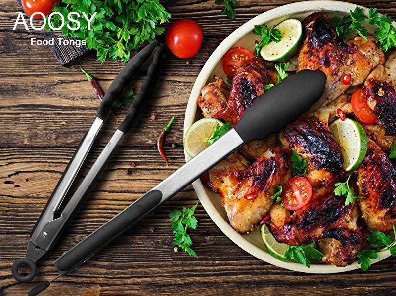 High Temperature Resistant Silicon Food Tongs for BBQ