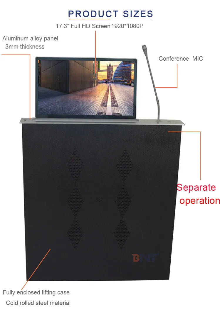 17.3 Inch LCD Lift Retractable Monitor Stand with Motorized Mechanism ...