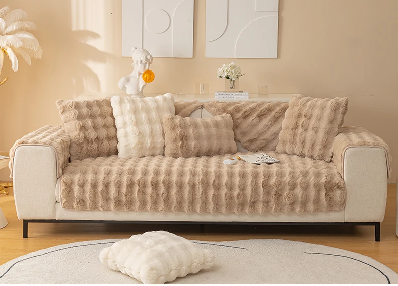 Camel Color Comfortable Warm Bubble Rabbit Sofa Towel