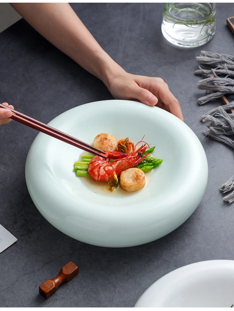 Matte Black Ceramic Show Plate Round Dinner Soup Dessert Salad Pasta ...