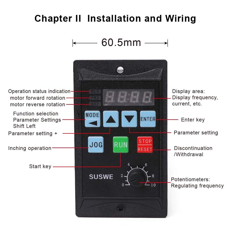 SUSWE SU100-0R75G2 750W Mini VFD Drive 220V Single Phase AC Motor ...
