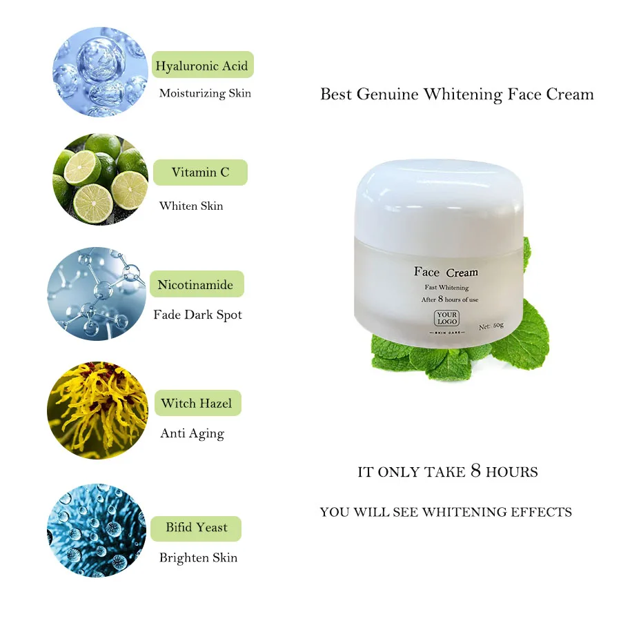 8 Hours Quick Effect Whitening Face Cream Organic Strong Whitening ...