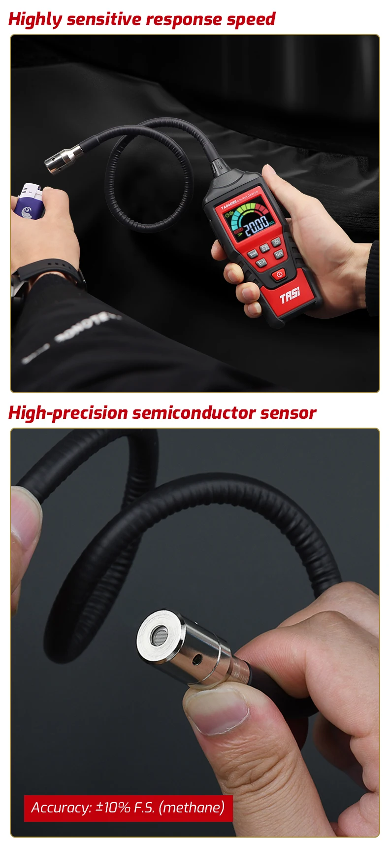 Tasi Ta8408a Portable Gas Detector,Methane Gas Detector,Lpg Gas Leak ...