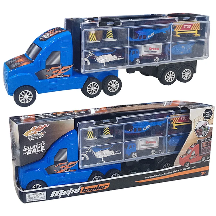 Police container truck Carrier Toy Sliding Diecast Racing Alloy Car ...
