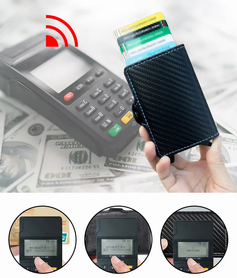 2023 New Design Product Rfid Metal Carbon Fiber Pu Credit Card Holder ...
