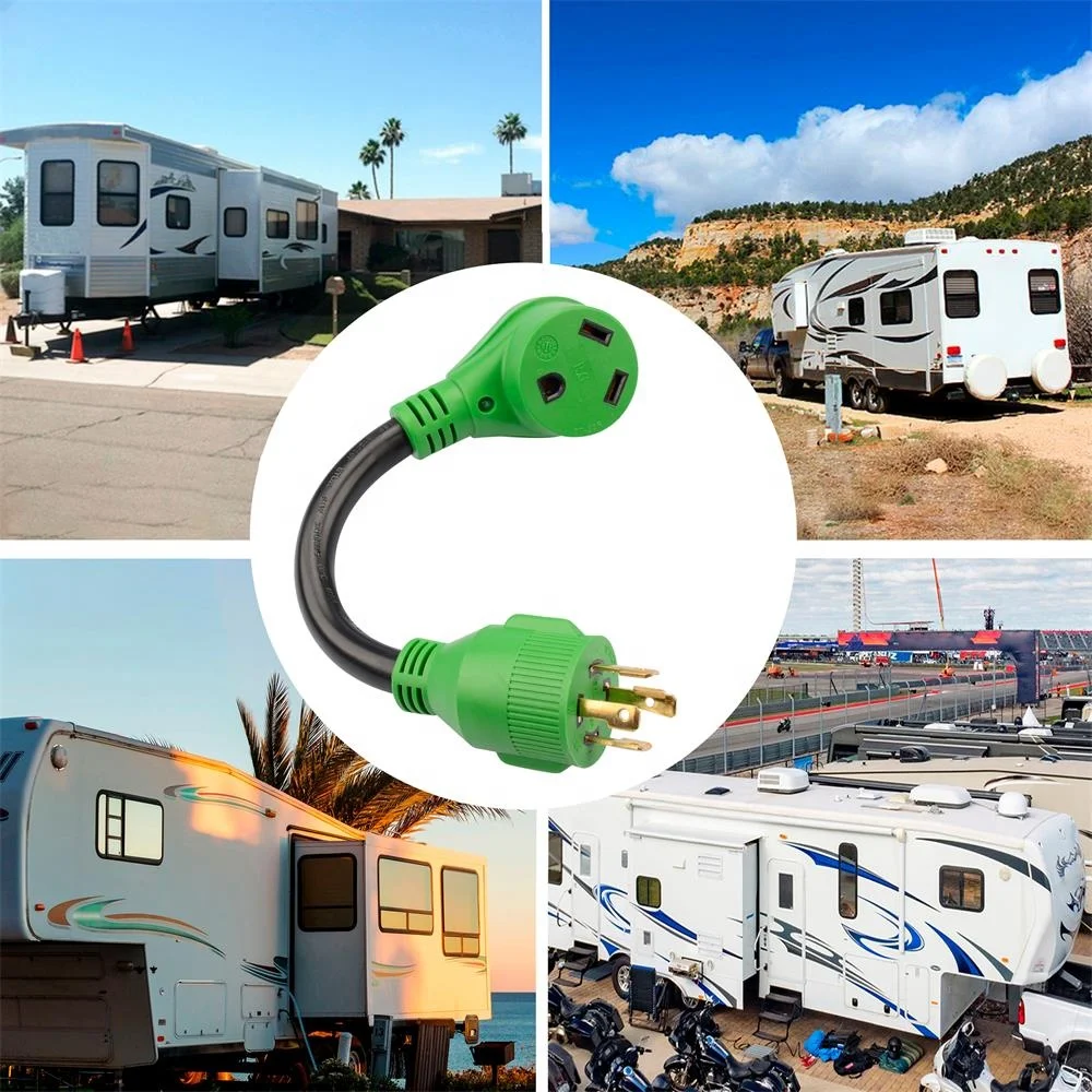 115 Rv 30 Amp 4-prong Generator Adapter,30amp Male Plug To 30amp Female ...