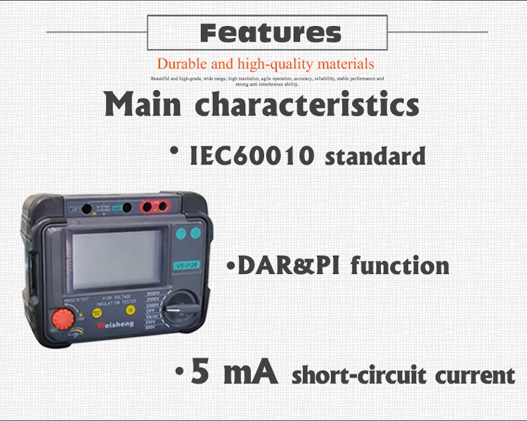 5000v Megohmetro Digital Meger Insulation Resistance Tester 5kv Mega ...