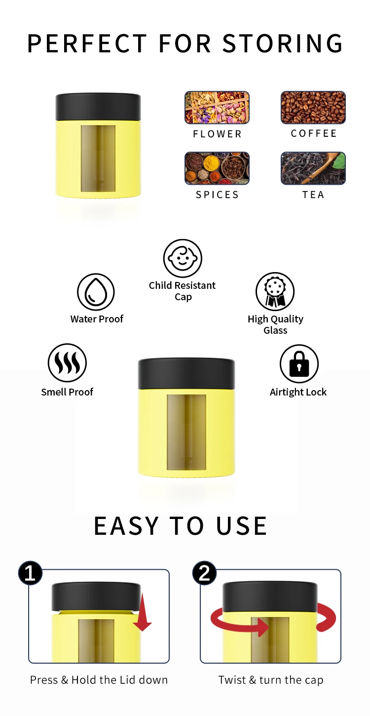 Child Resistant Jar - Secure Storage for Edibles & Capsules