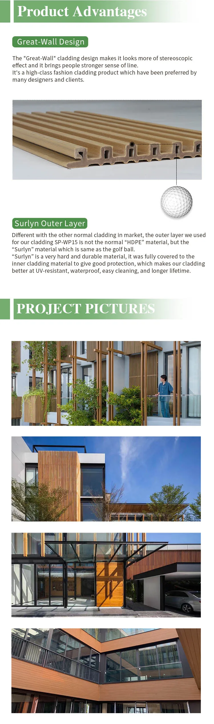 Mexytech Stop Green Screens WPC Wood Siding Patio Enclosures