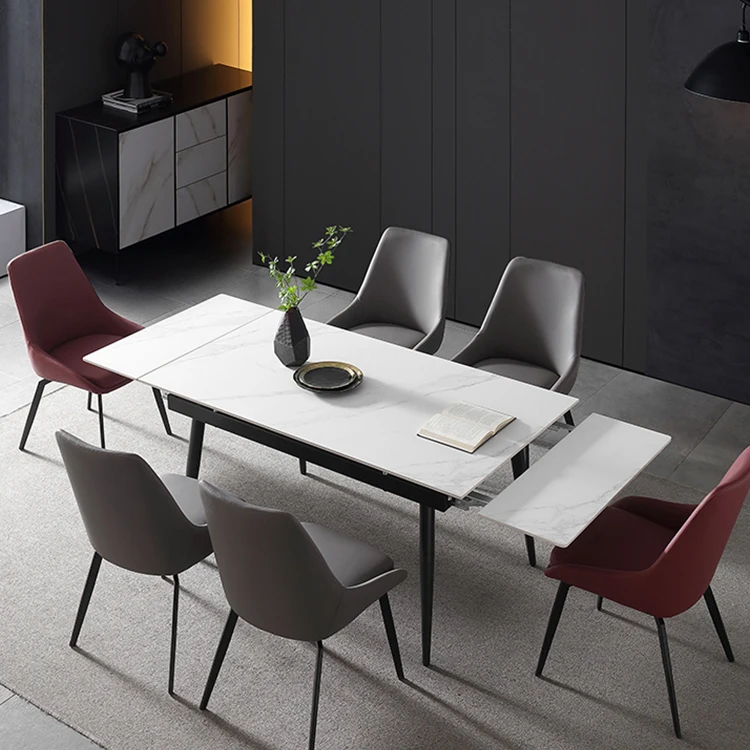 Modern Rectangular Extendable And Folding Rock Slab Top And Black ... Modern Rectangular Extendable And Folding Rock Slab Top And Black ...