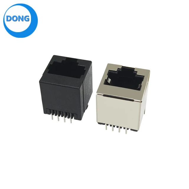 8 Pin RJ45 Female Connector Network Socket Direct Insertion 180 Degrees PCB Modular Jack Plastic ...