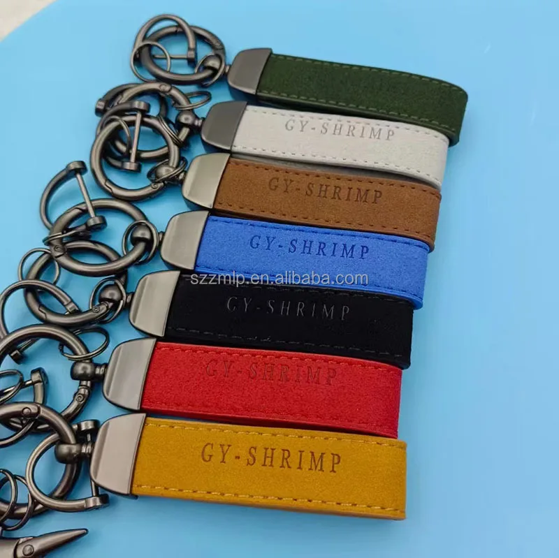 High Quality Colorful Blank Keychain PU Key Ring Car Leather Keychains