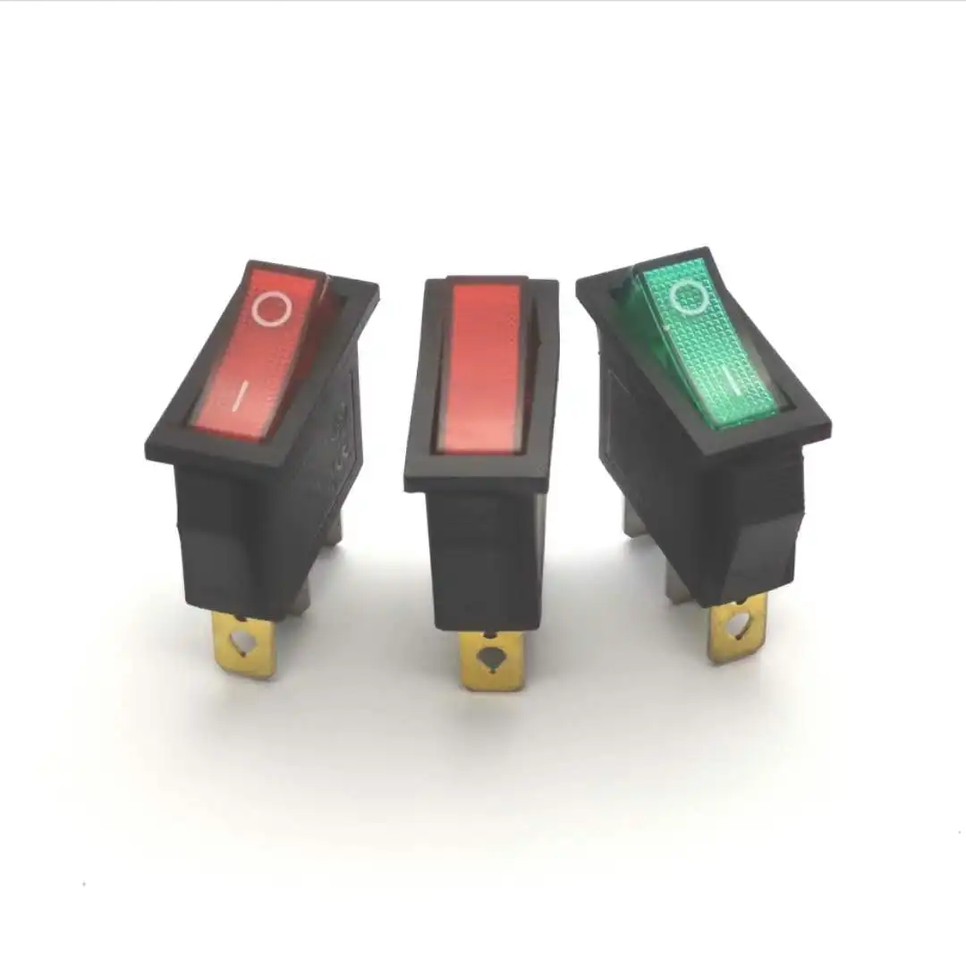 KCD3-101N Series Rocker Switch Black Base with Color Button ON-OFF 3 ...