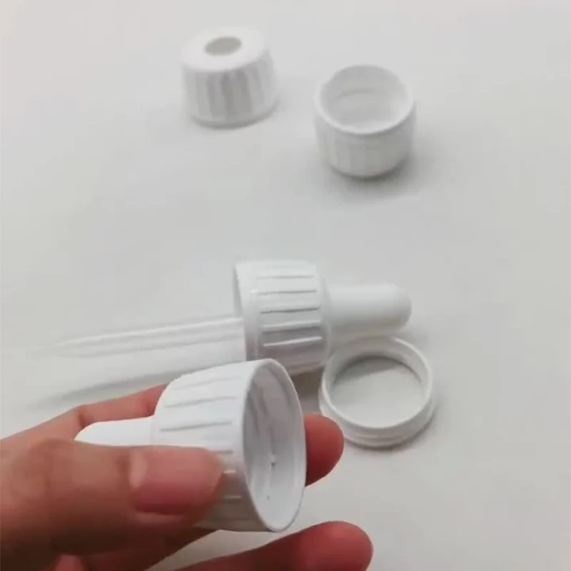 28mm White Plastic Tamper Evident Dropper Cap With Glass Dropper For Amber Syrup Bottle - Buy ...