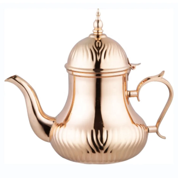 Oriental Rose Gold Chrome Plated Tea Pot 0.8l 1.2l 1.6l 2.0l Stainless ...
