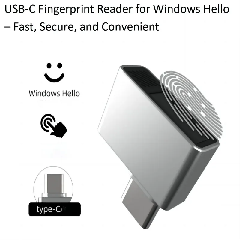 360 Degree Biometric USB-C Fingerprint Reader PVC 0.5s Recognition Fast ...