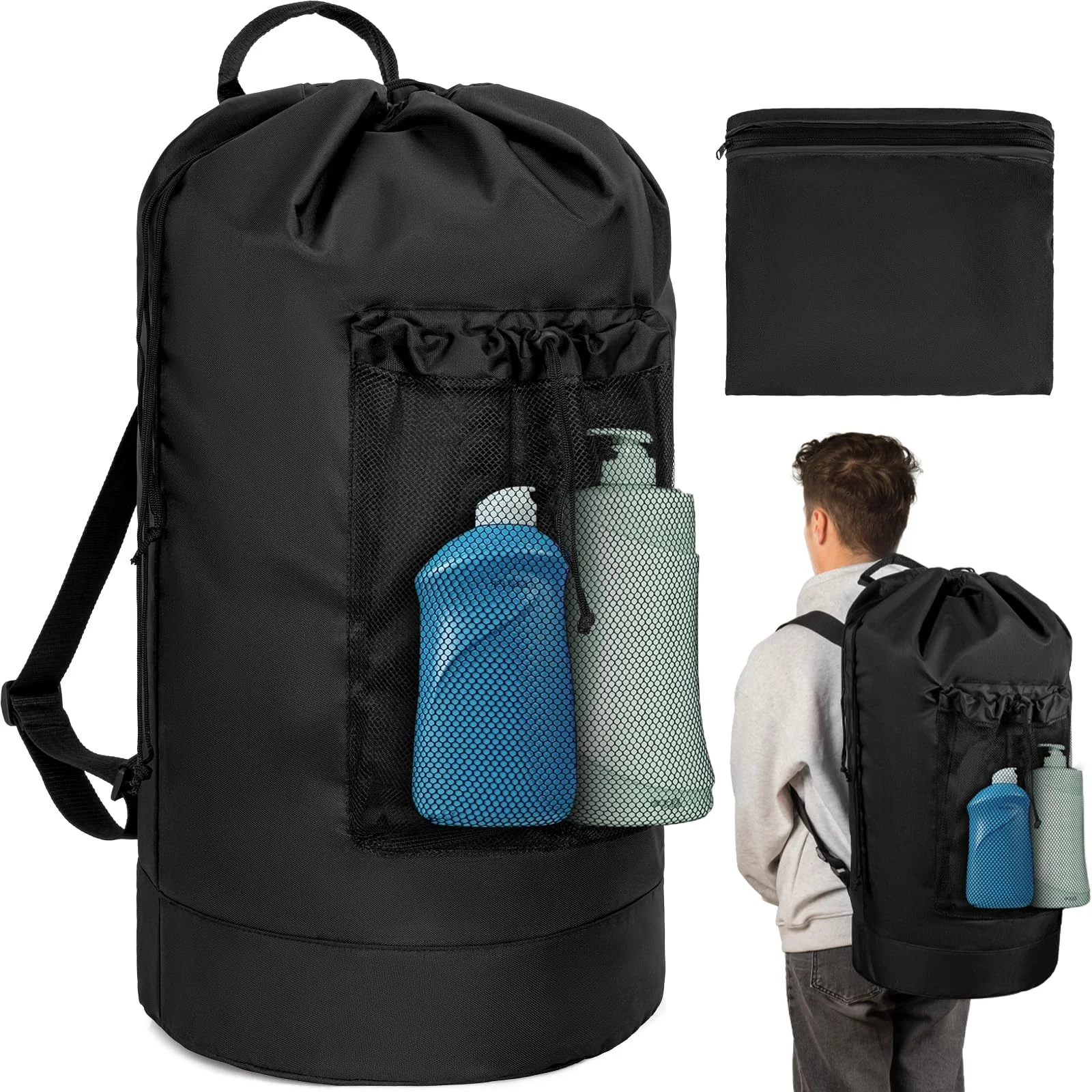 Backpack Laundry Bag Oxford 115L Large Hamper Shoulder Straps ...