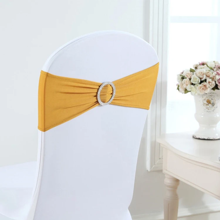 Wholesale Banquet Spandex Chair Sash Knot Wedding Bow Chair Sashes Gold ...