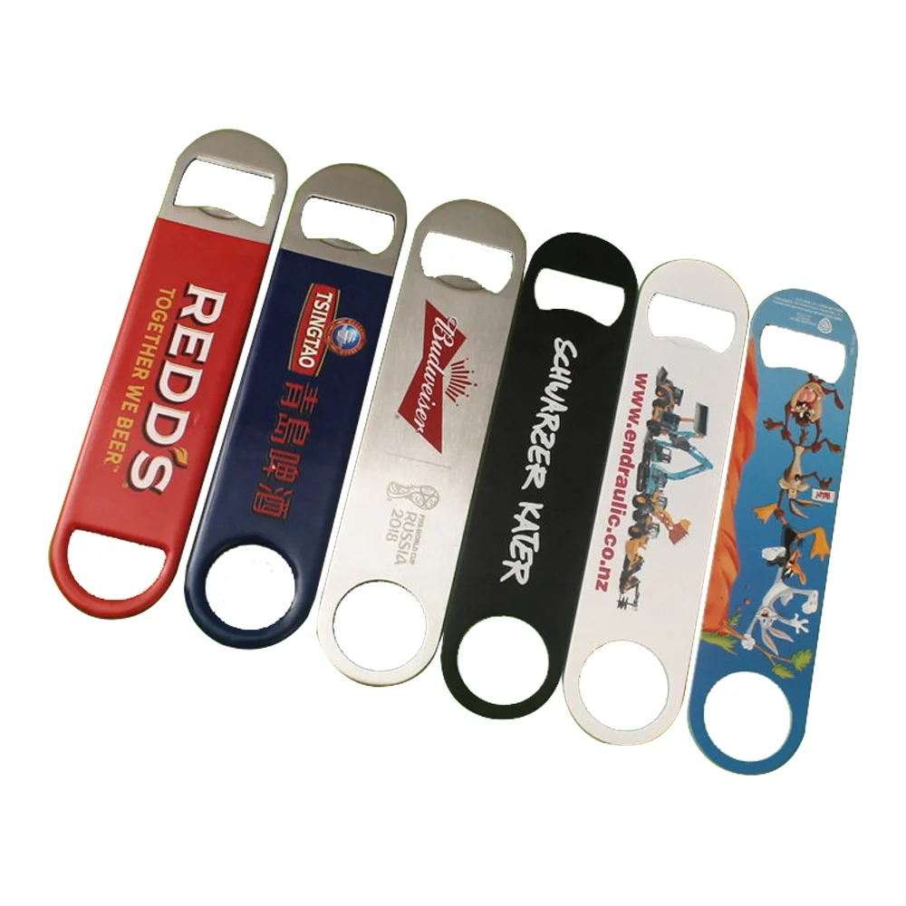 Wholesale Customized Logo Bar Blade Brushed Metal Opener