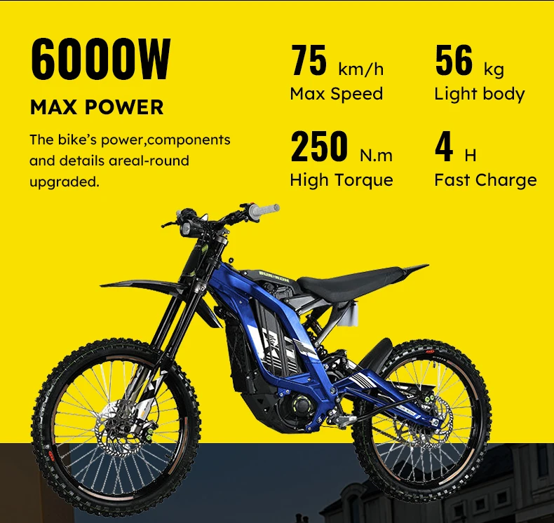 Suron New 2024 Electric Road Bike 6000w Sutton Bike 72v 40ah Road Legal ...