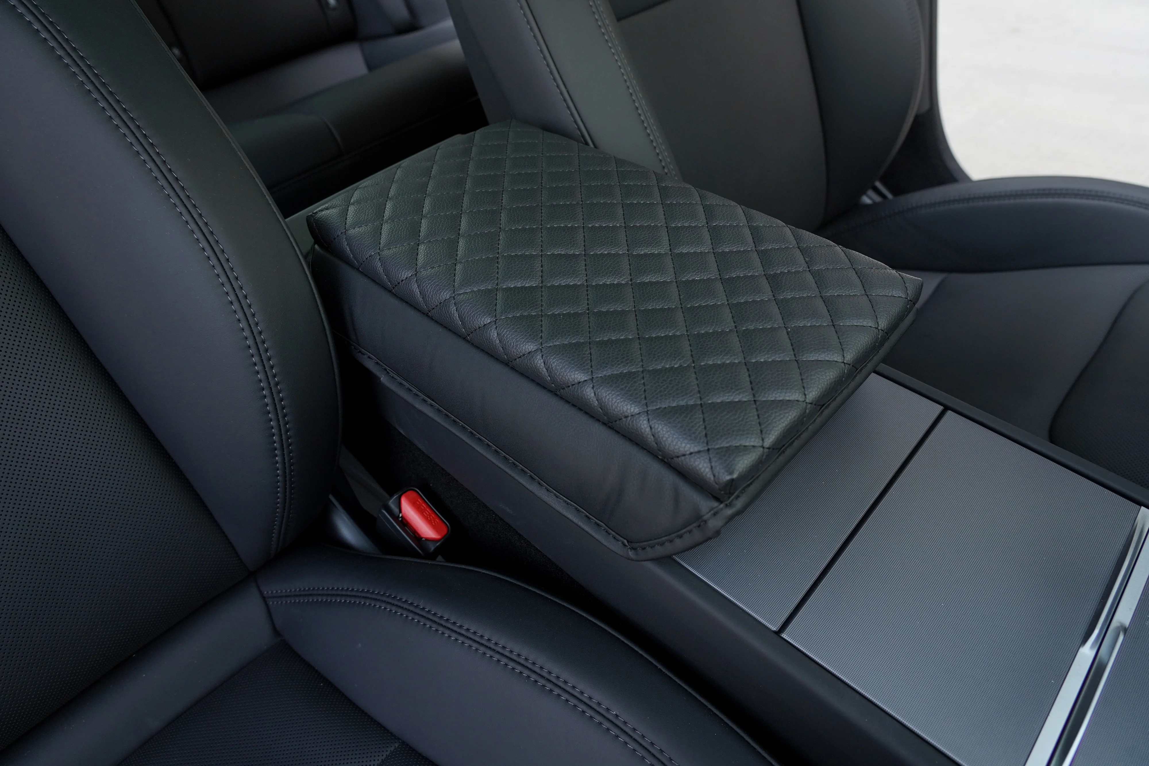 2024 Tesla Model 3/y Center Arm-rest--diamond Pattern Black Leather ...