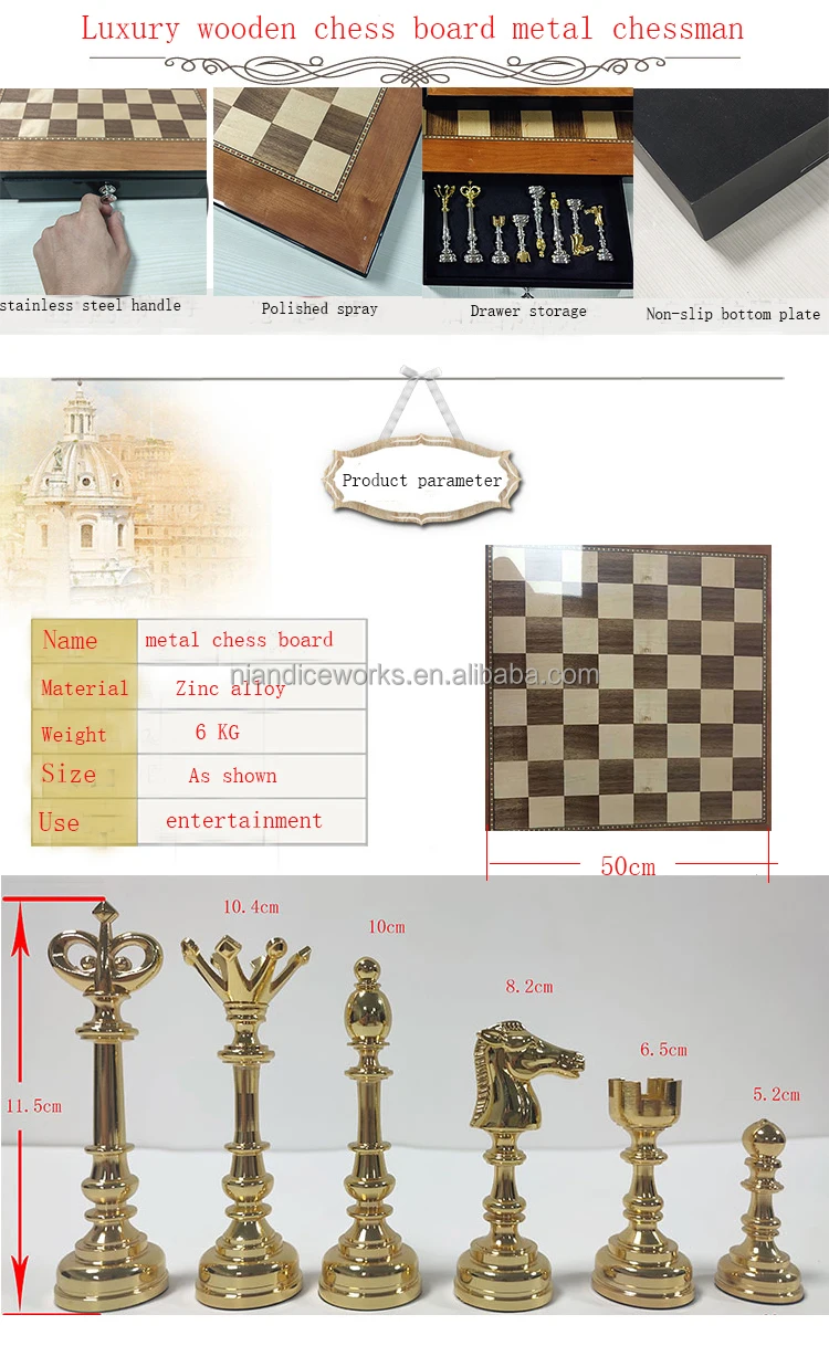 Luxury Chess Set - Foldable Chessboard with Metal Pieces