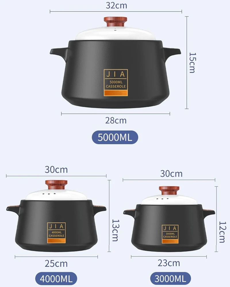 Nordic Non Stick Ceramic Cooking Pot 3L 4L 5L Ceramic Casserole With ...