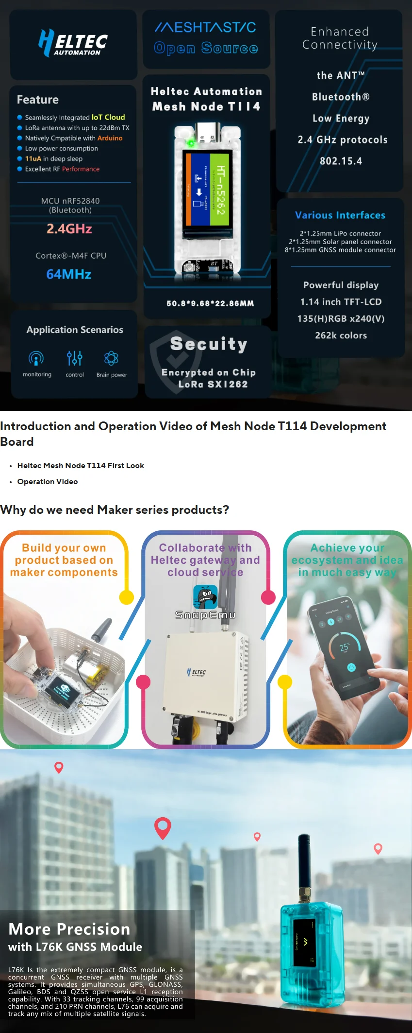Meshtastic Tracker Mesh Node T11 - Lorawan Development Board
