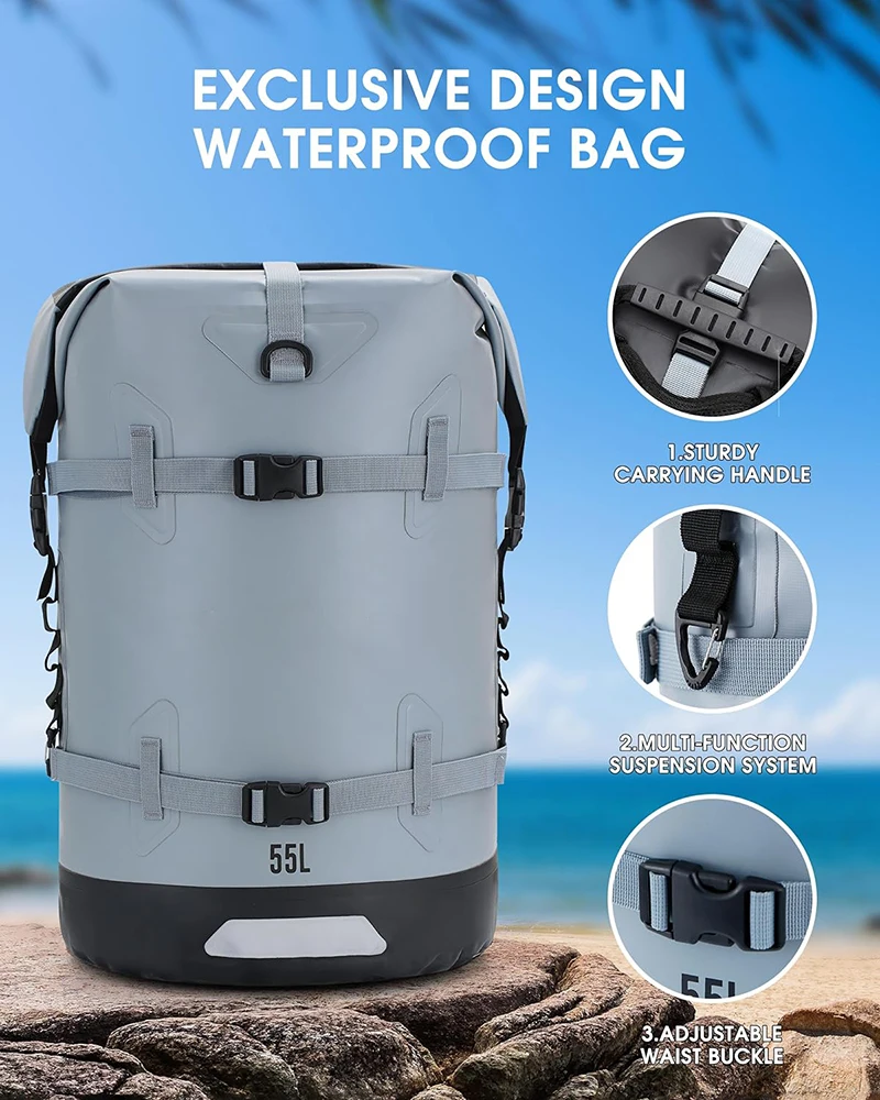 35L 55L 85L PVC Waterproof Backpack - Heavy Duty Roll Top