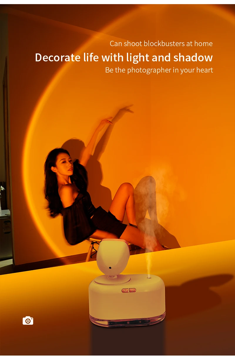 Sunset Light Humidifier 300ml Sunset Projection Air Humidifier Portable ...