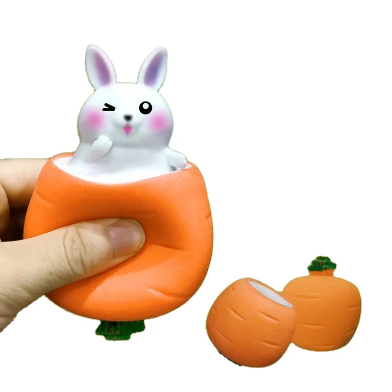 Pop Cute Little White Rabbit Toy Squeeze Cup Decompress Radish Rabbit ...