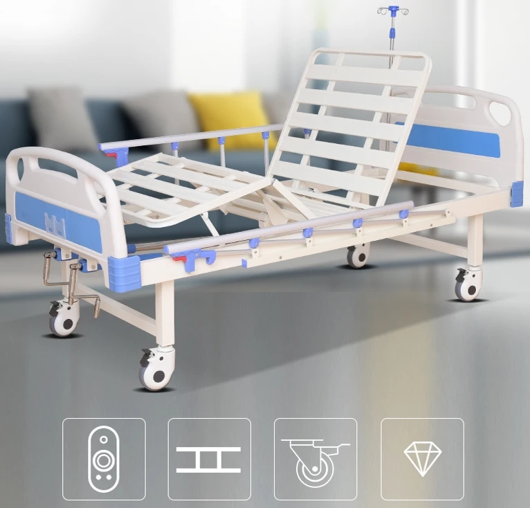 2 Function Hospital Bed With 2 Cranks,4 Caster With Separate Control ...