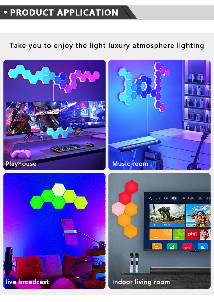 Custom Diy Mood Hexagon Led Lights Magnetic Remote Control Smart Home ...