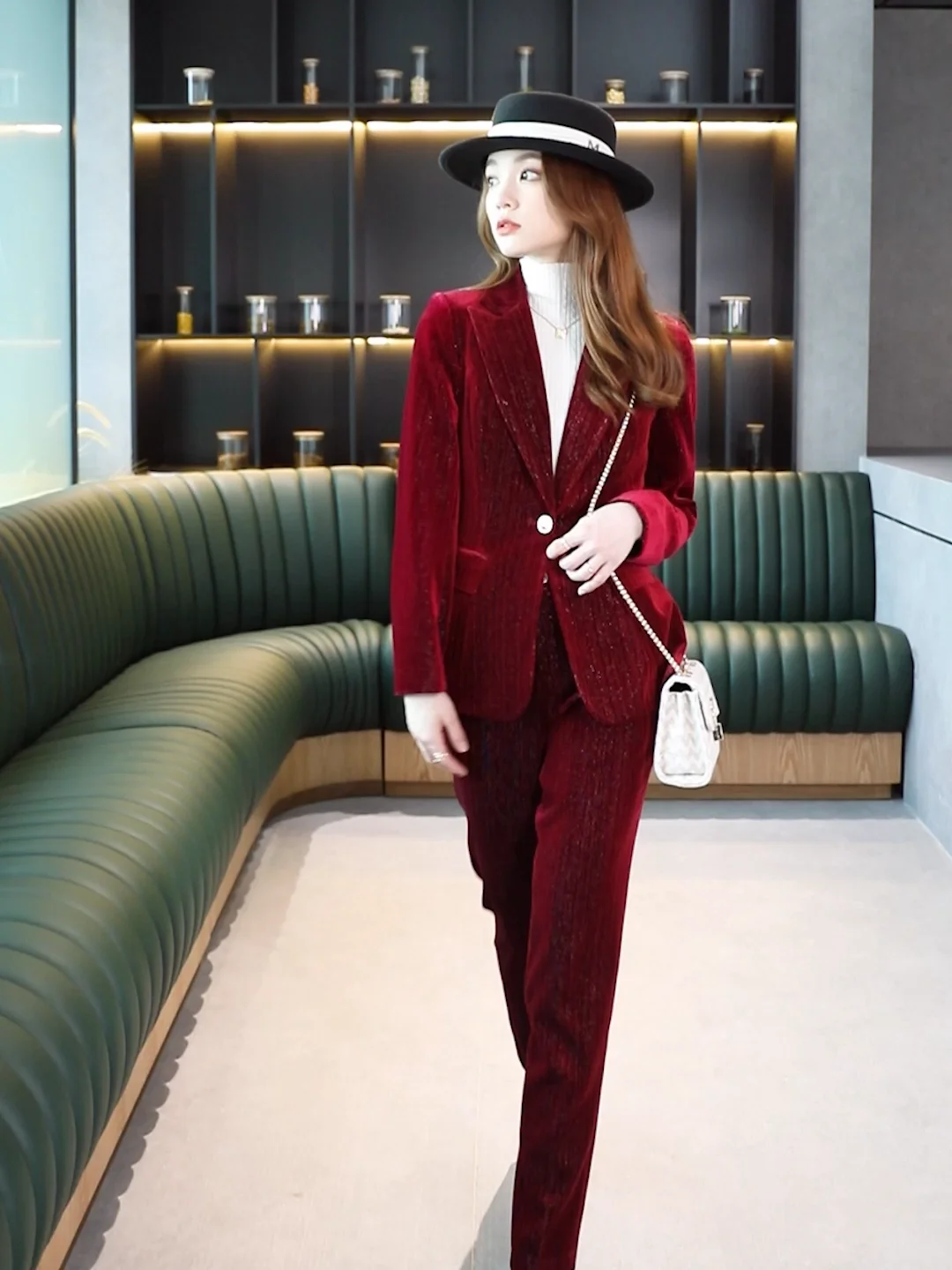 Golden Velvet Elegant Office Uniform Women's Suit - Buy Fashion ...