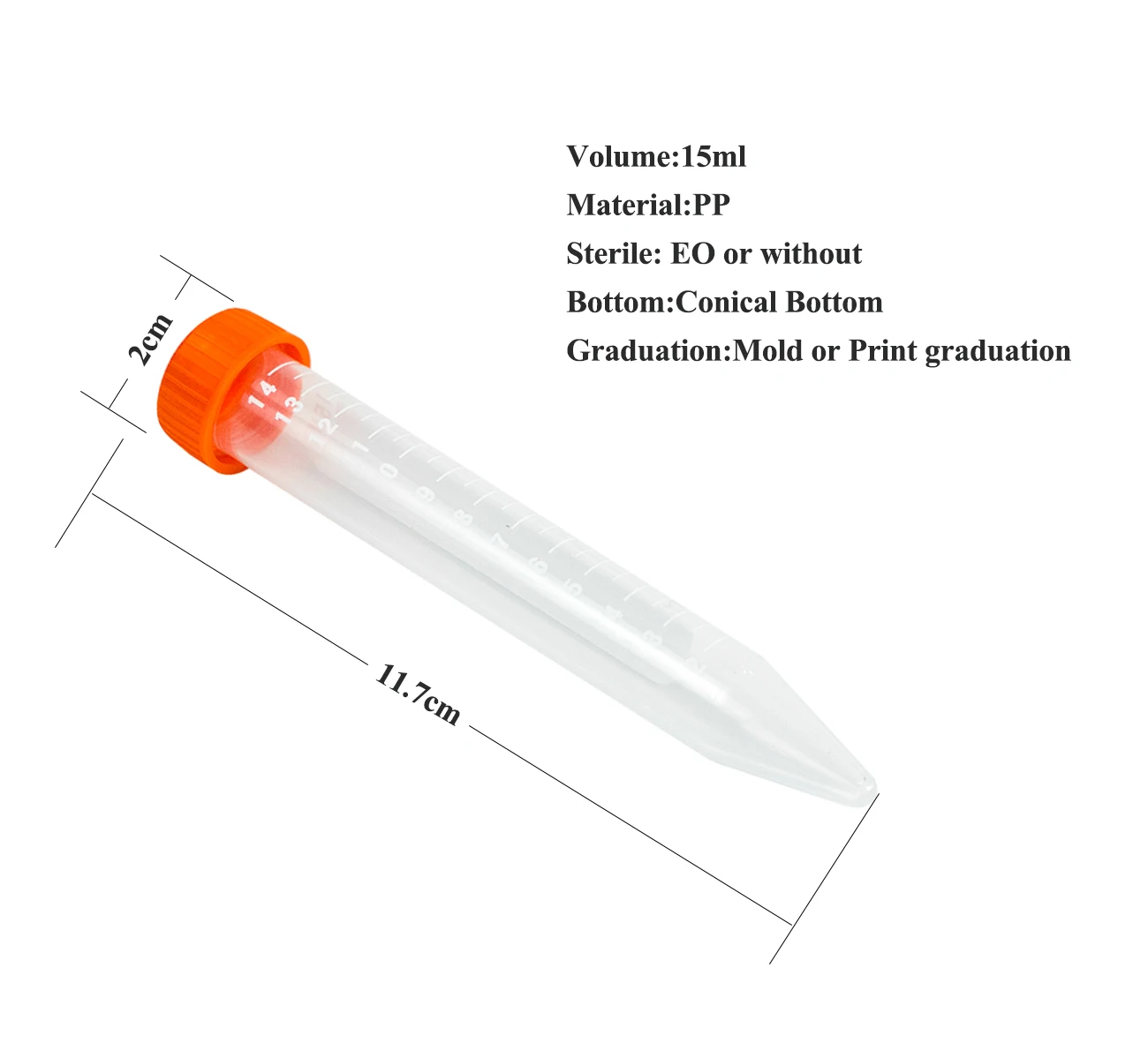 Plastic Conical Bottom Screw Cap Falcon Centrifuge Tube 10ml - Buy ...