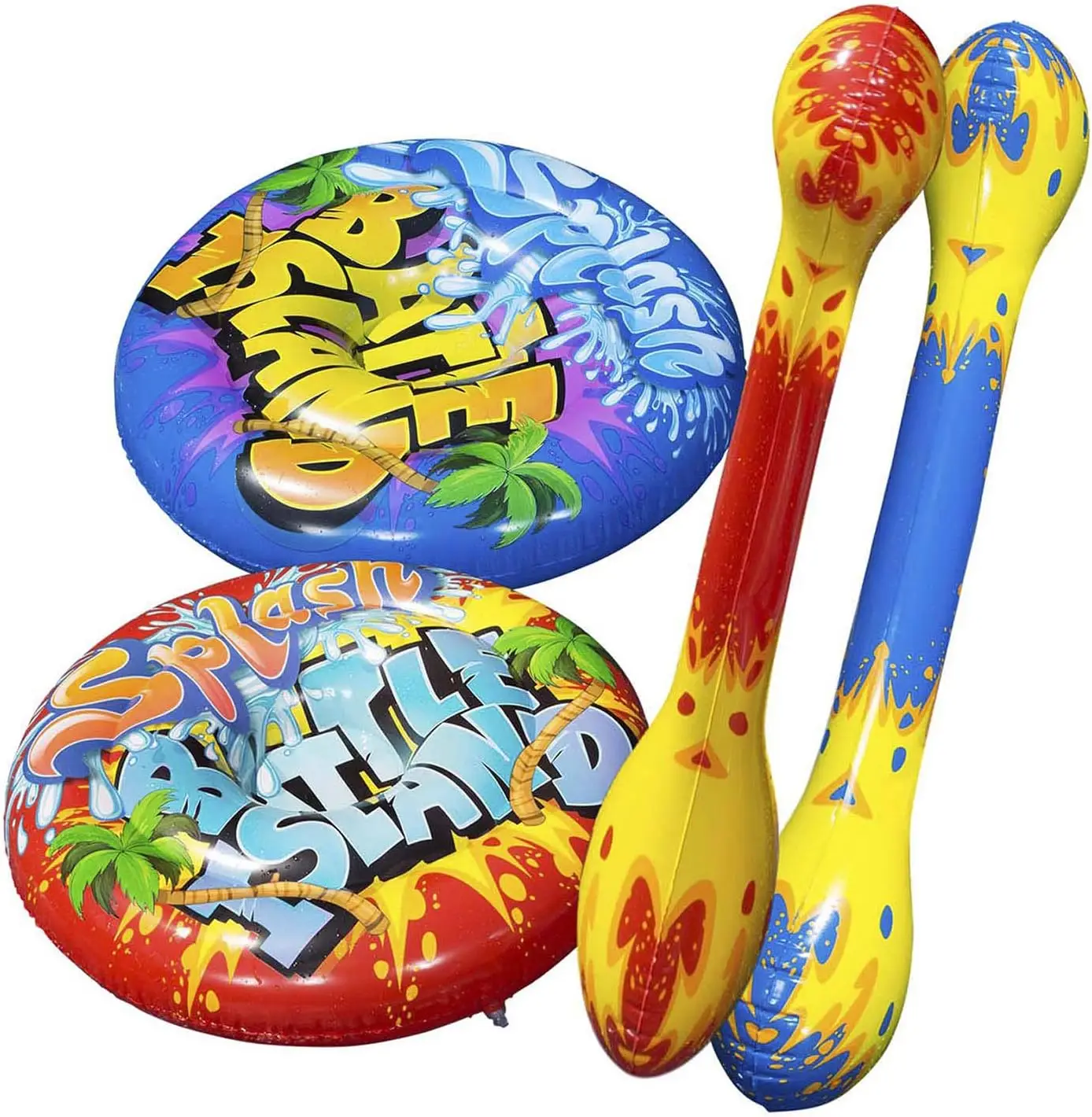 Inflatable Round Float Mat Splash Battle Islands For Swimming Pool With ...