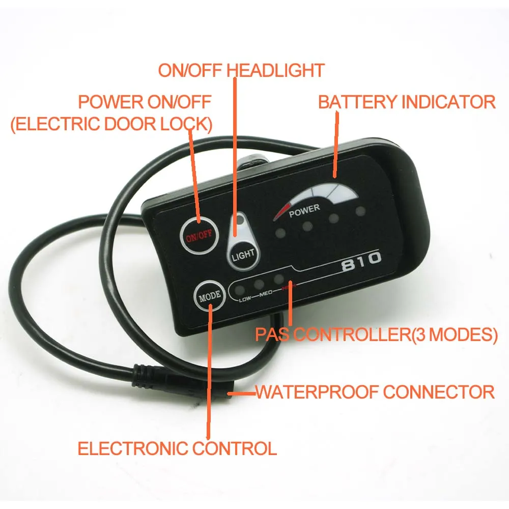 810 Led Display Electric Bike Waterproof Sm Plug 36v Electric Bicycle Parts Cycling Speed Meter ...