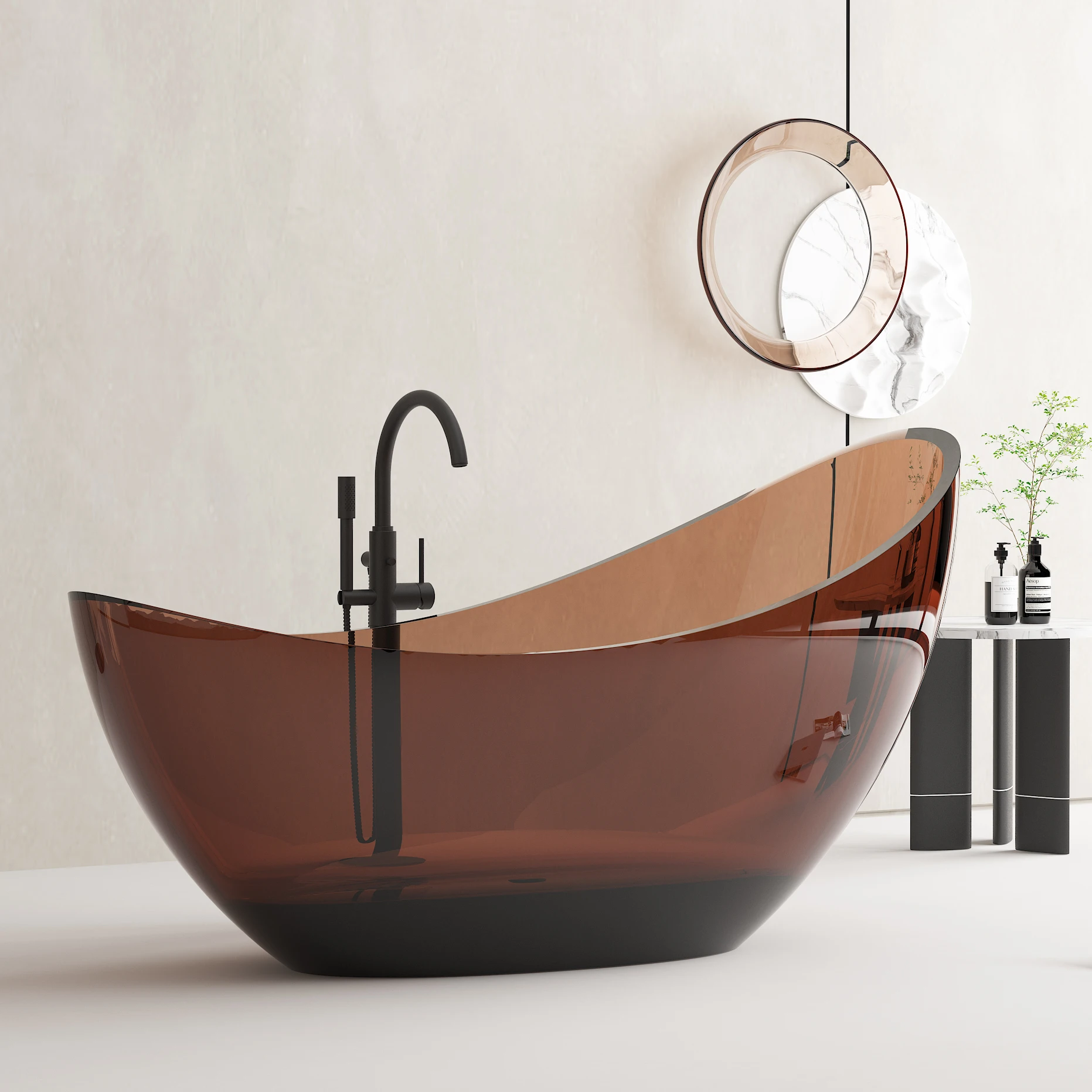 Transparent Bathtub clear Resin Bath Tub for Hotels Freestanding Luxury ...