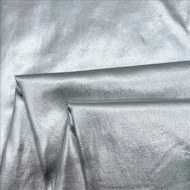 Pu Coating Waterproof Fabric Silver Metallic Pu Leather Fabric For ...