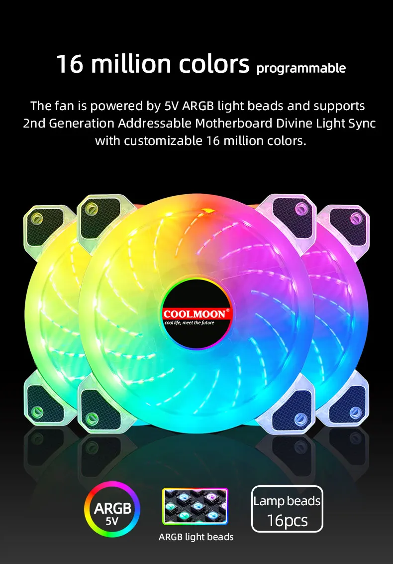Direct Selling COOLMOON Gaming Computer Pc case Fans120mm Rgb Cooling ...