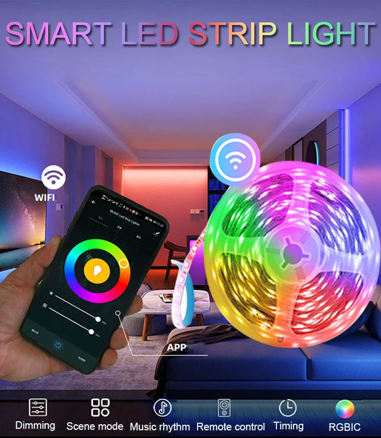 5 10 Meter Smart Rgb Rgbic Colorful Luces Led Light Strip/strip Lights ...