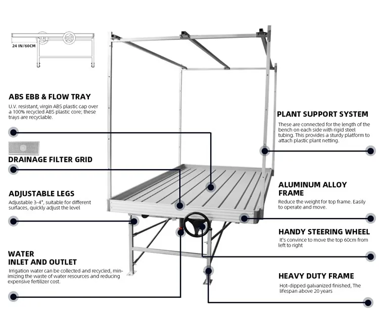 Greenhouse Hydroponics 4X8 Breeding Table - Ebb & Flood