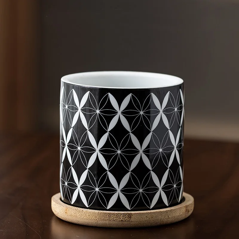 Geometric Figures Ceramic Flower Pots & Planters Inexpensive Black And ...