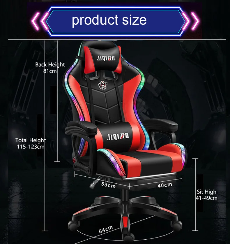 Pink Led Rgb Computer Pc Game Chair Gaming Pu Leather Silla Gamer ...